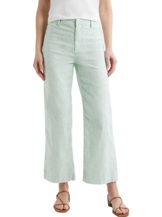 Frank & Eileen Wexford Wide Leg Cropped Pants - Lime Stripe