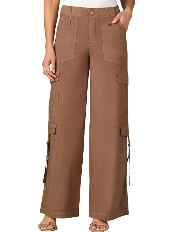 Wit & Wisdom High-waist Cotton-blend Cargo Pants - Mocha