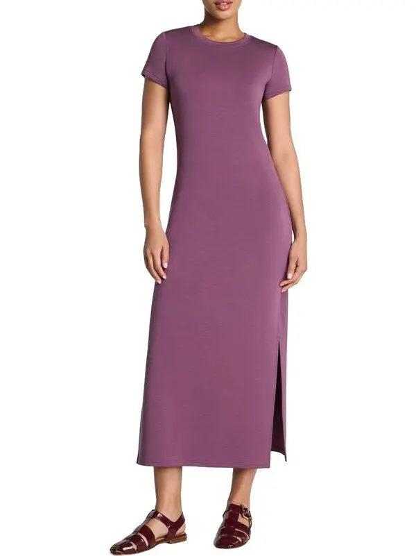 Spanx Airessentials Stripe Side Slit Maxi Dress - Prune
