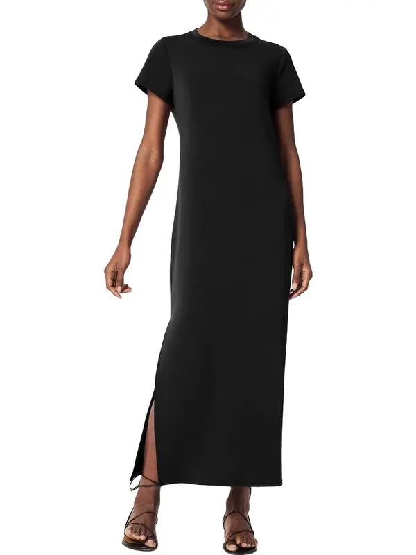 Spanx Airessentials Stripe Side Slit Maxi Dress - Very Black