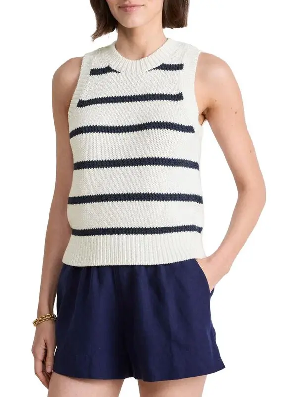 Vineyard Vines Cotton-blend Sleeveless Sweater - Hana Stripe Marsh