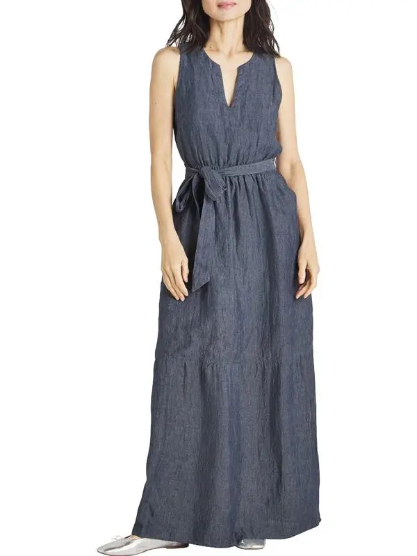 Splendid Stella Linen Maxi Dress - Navy