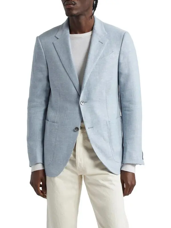 Zegna Fairway Crossover Linen Blend Sport Coat - Light Blue