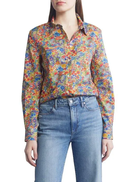 Liberty Floral Cotton Long Sleeve Shirt - Blue Multi