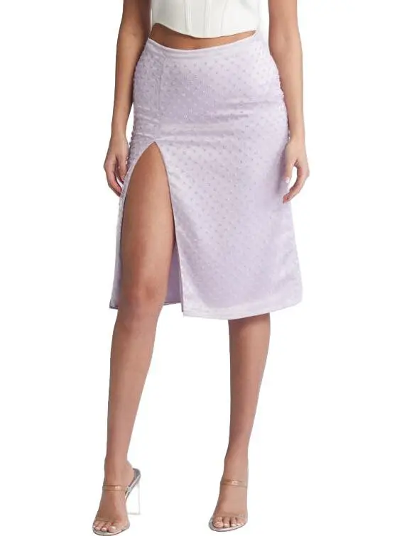MISTRESS ROCKS Beaded Mesh Midi Skirt - Foggy Lavender