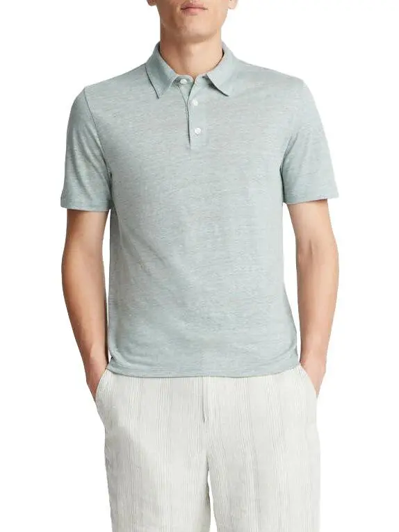 Vince Slub Linen Polo - Ceramic Blue