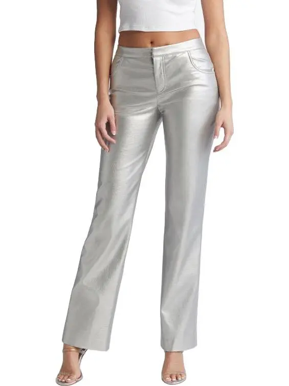 MISTRESS ROCKS Faux Leather Straight Leg Pants - Silver