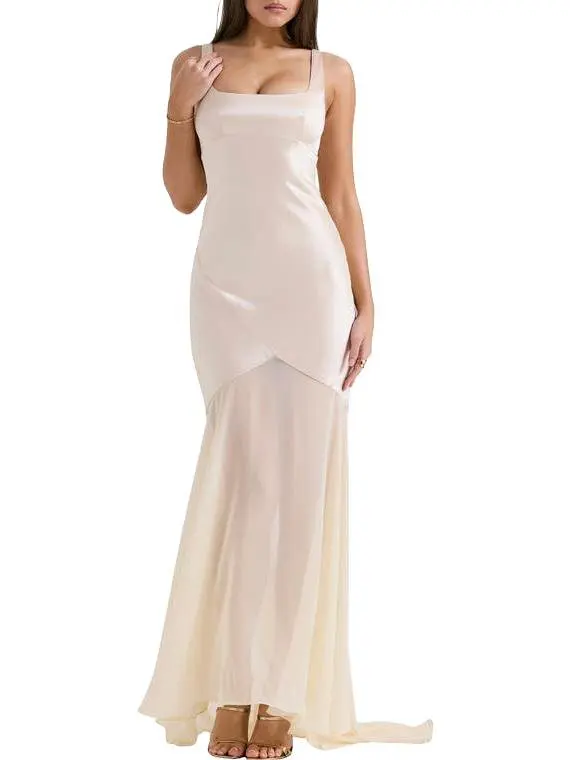 House Of Cb Vittoria Paneled Gown - Macademia