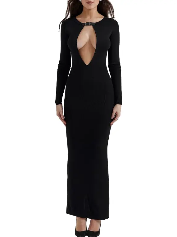 House Of Cb Keeya Long Sleeve Maxi Dress - Black