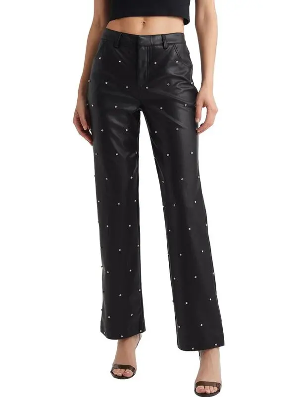 MISTRESS ROCKS Hotfix Faux Leather Trousers - Black