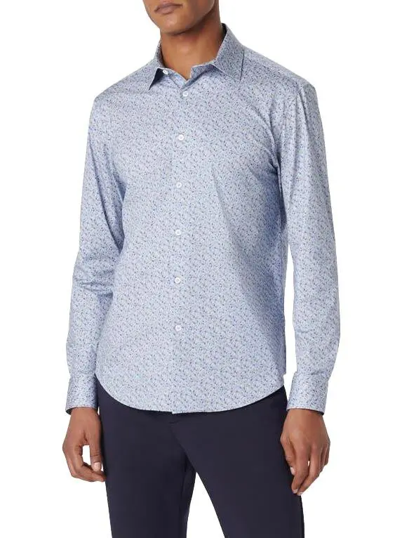 Bugatchi James Ooohcotton® Geometric Print Button-up Shirt - Air Blue