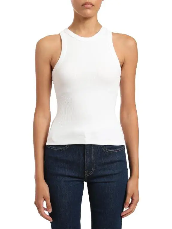 MAVI Cutaway Stretch Cotton Rib Tank - White