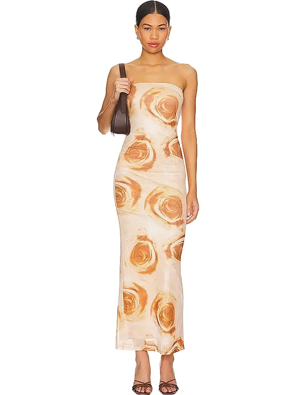 MORE TO COME Oksana Gown - Tan Floral