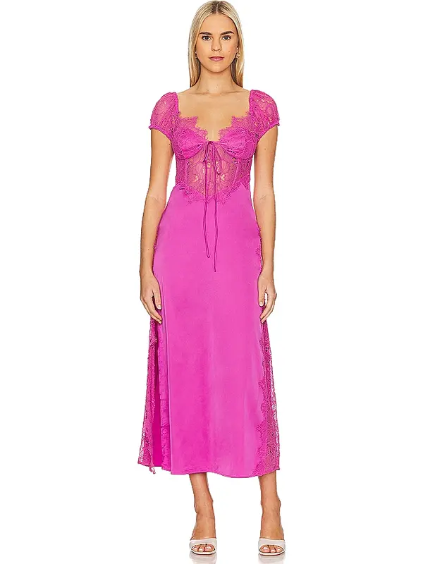 For Love & Lemons Casey Maxi Dress - Pink