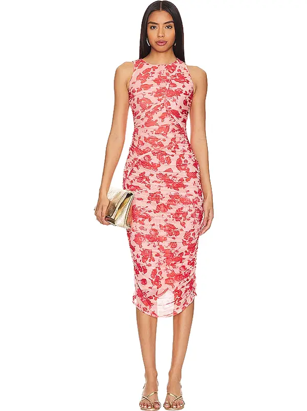 Bardot Felicia Midi Dress - Red Floral