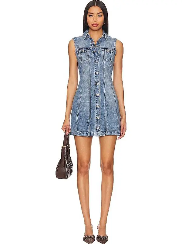 Abrand Denim Button Up Denim Shirt Dress - Lula