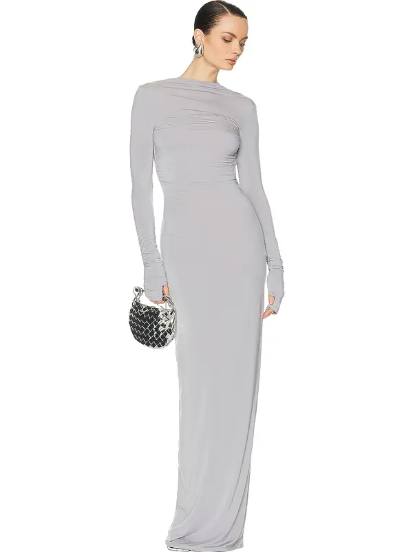 HELSA Jersey Backless Maxi Dress - Dove Grey
