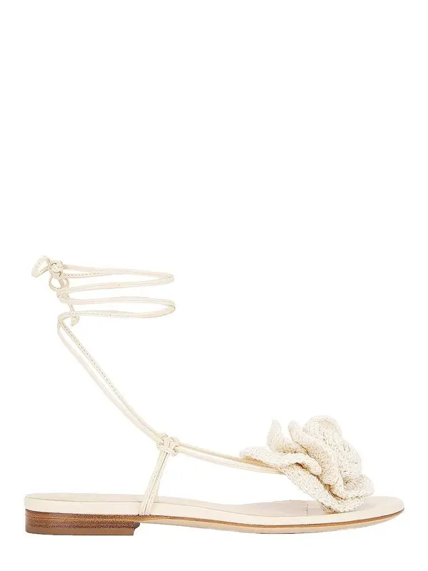 Magda Butrym Wrap Around Flat Flower Sandal - Cream