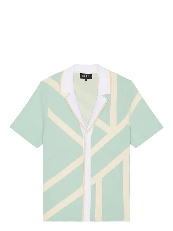 SEROYA Lei Shirt In Mint - Sea Glass & Pale Yellow