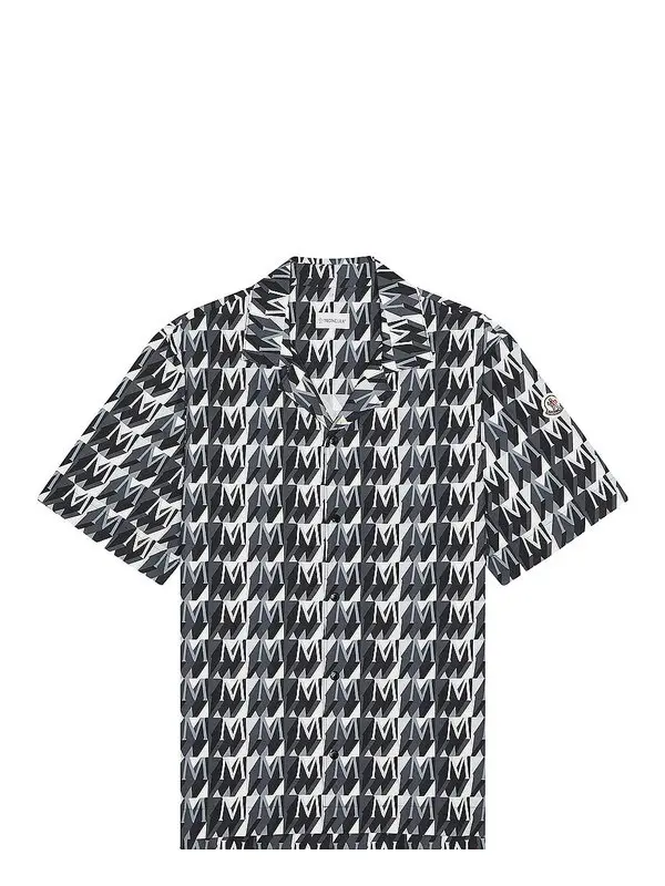 Moncler Short Sleeve Shirt In Black - 3d Monogram Black