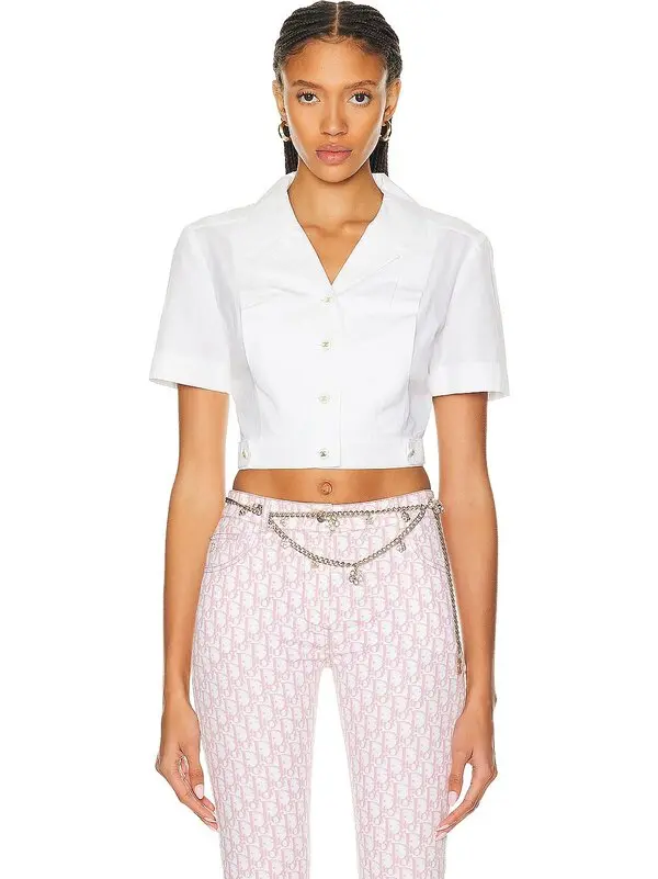 Chanel 1997 Ss Runway Pleated Shirt - White