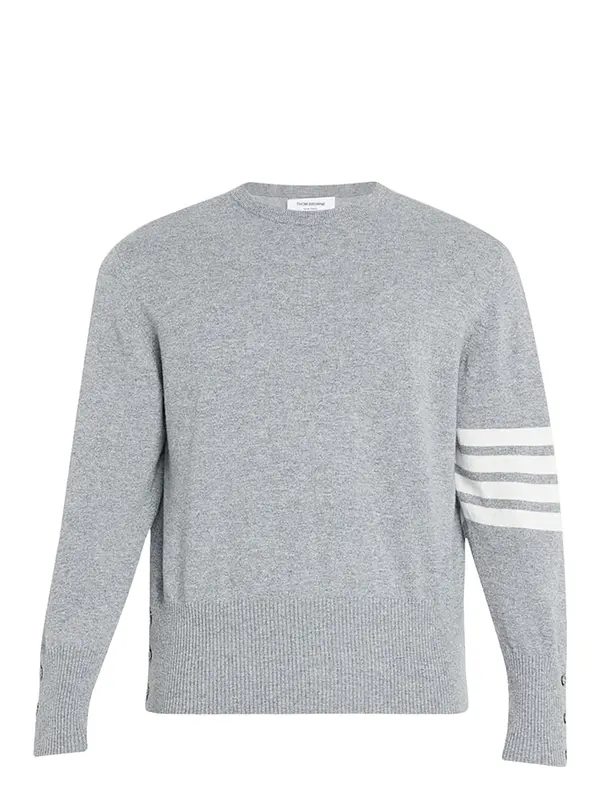 Thom Browne Striped-sleeve Cashmere Sweater - Light Grey
