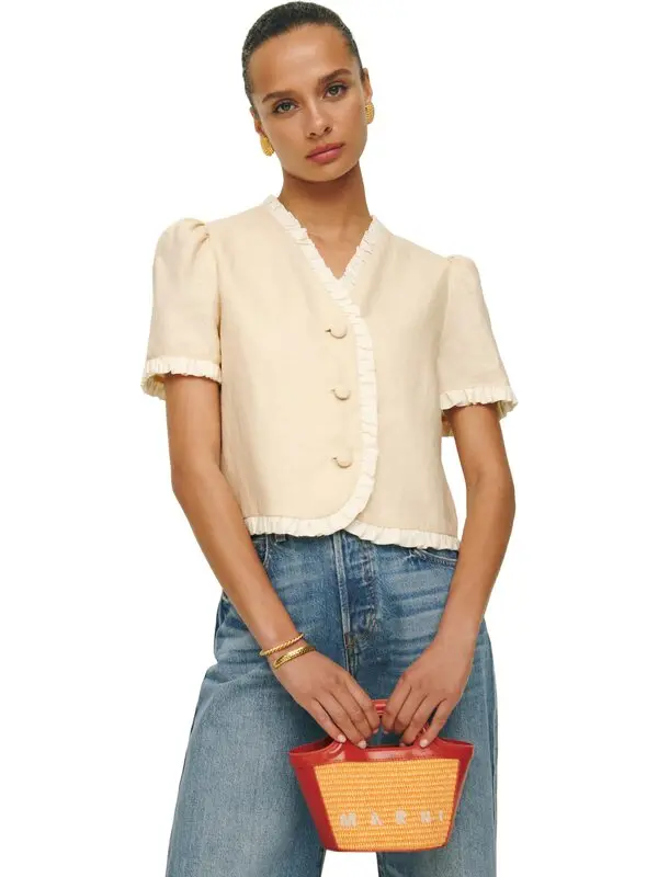 REFORMATION Bess Linen Top - Ivory