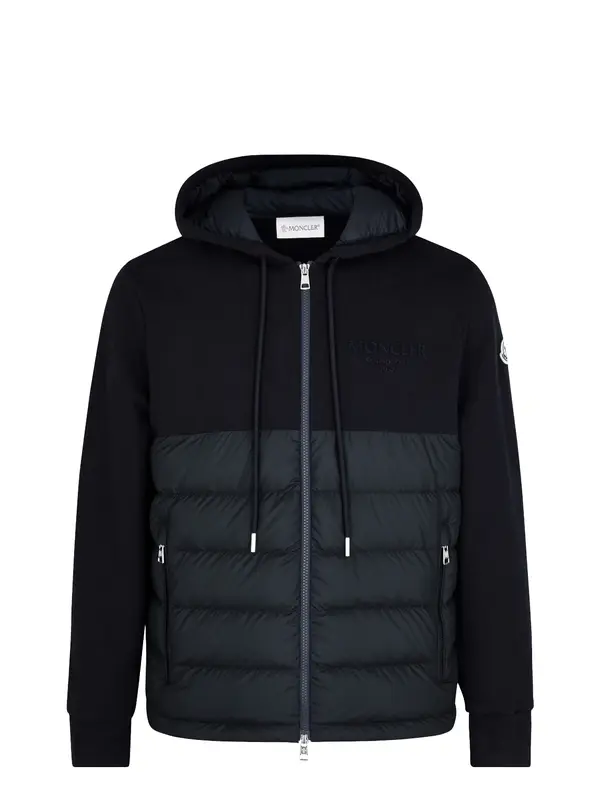 Moncler Hooded Jersey And Quilted Shell Sweatshirt - Navy