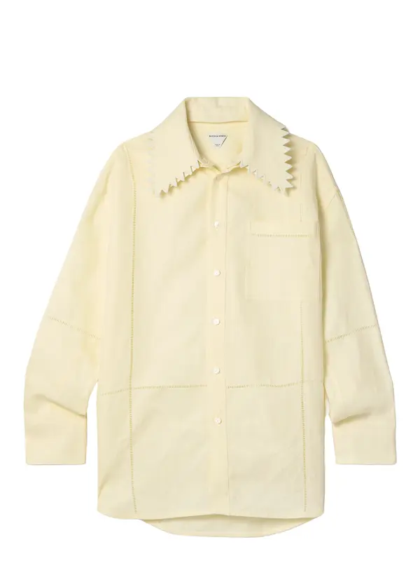 Bottega Veneta Embroidered Linen Shirt - Cream