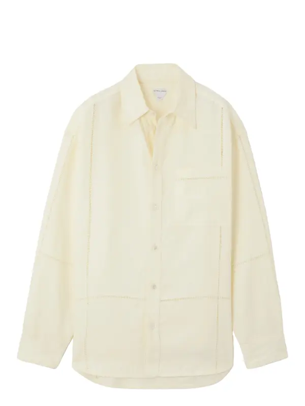 Bottega Veneta Embroidered Linen Shirt - Ivory