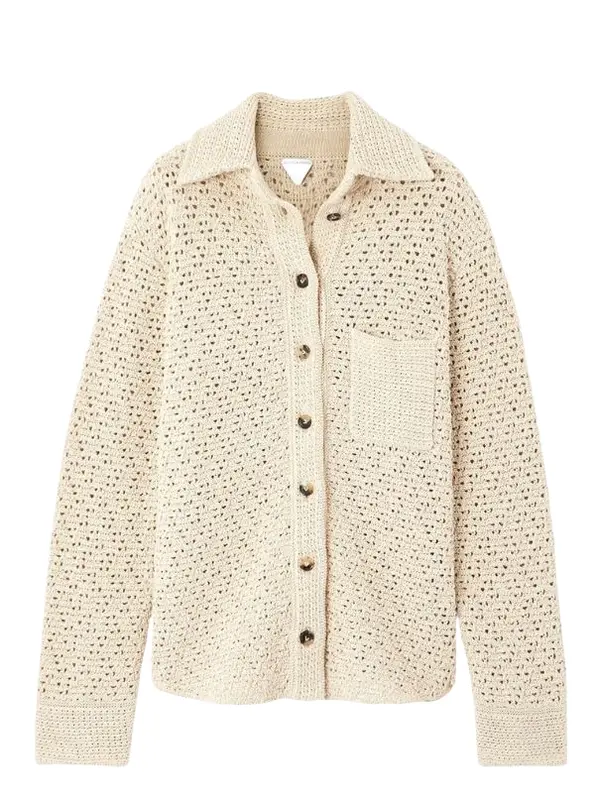 Bottega Veneta Crocheted Cotton Shirt - Ivory