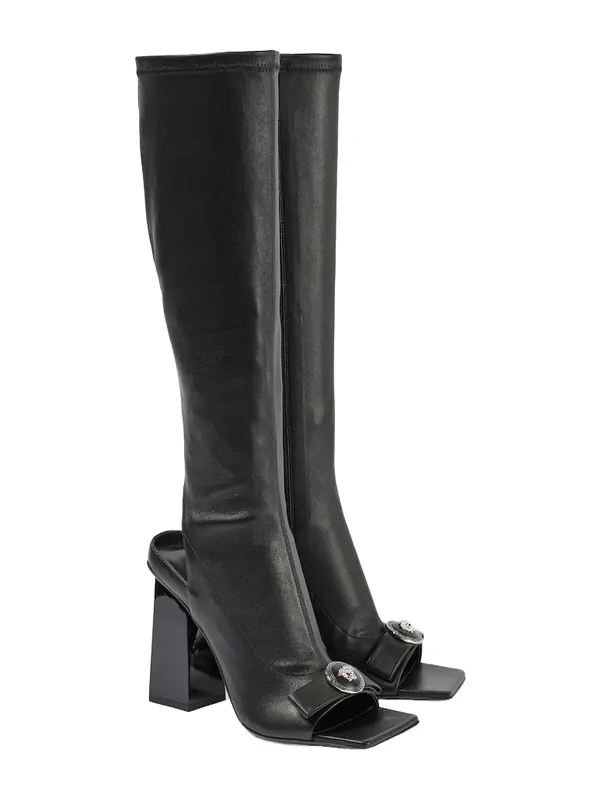 Versace Ribbon Knee-high Boots - Black