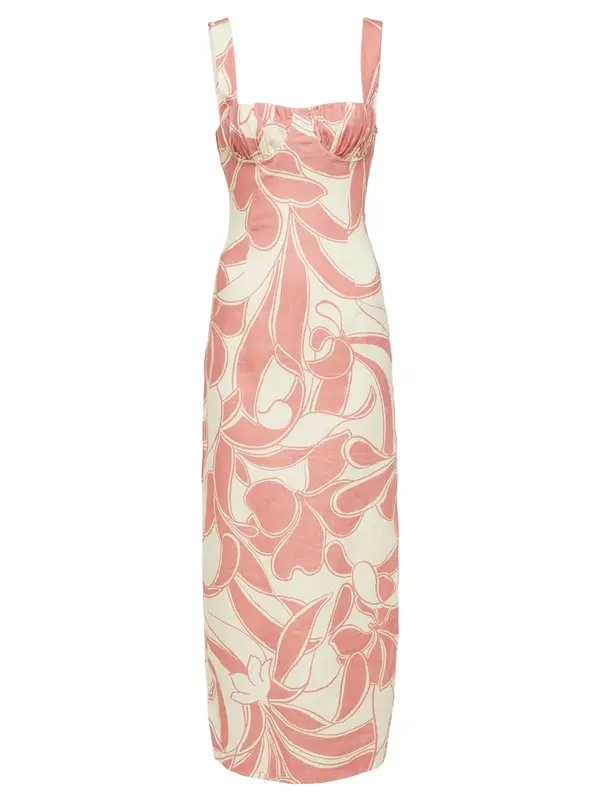 Sir The Label Belletto Printed Linen Midi Dress - Pink