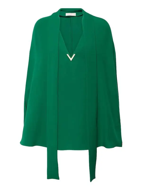 Valentino Garavani Caped Tie-neck Blouse - Green