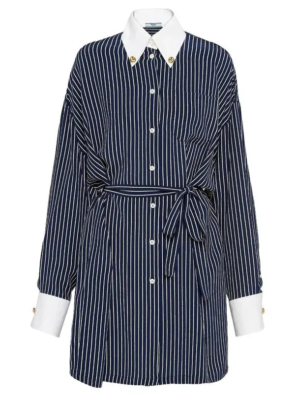 Prada Marocain Shirt Dress - Blue