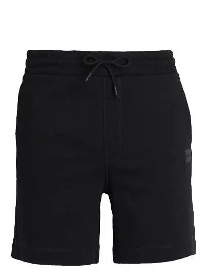 BOSS Cotton Terry High Waisted Drawstring Shorts - Black