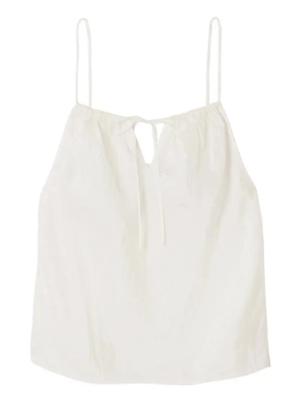 Skin Tali Tie-detailed Crinkled Silk-habotai Camisole - Neutrals