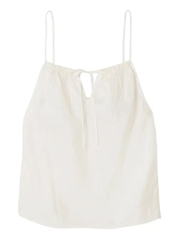 Skin Tali Tie-detailed Crinkled Silk-habotai Camisole - Off-white