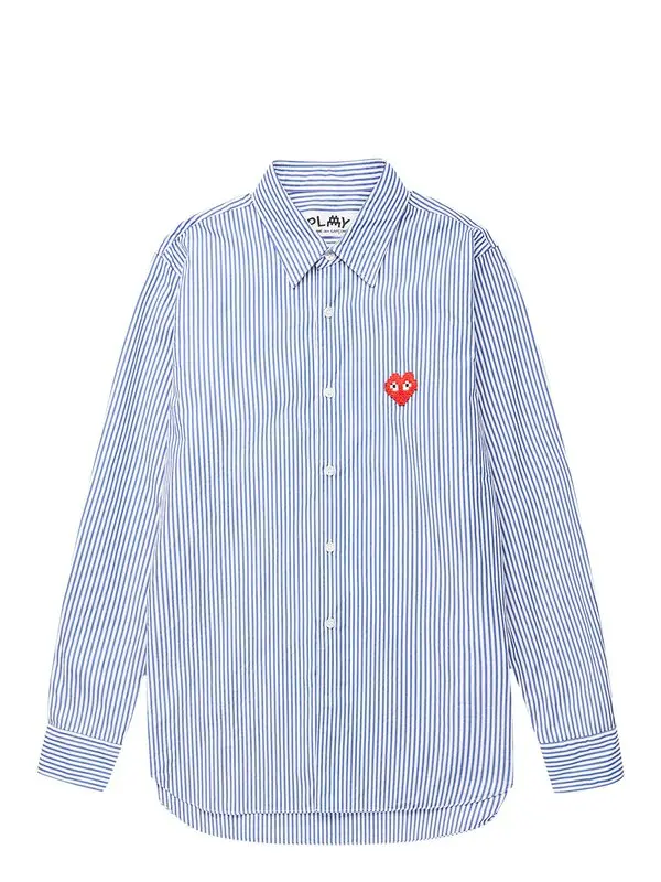 Play Comme Des Garcon X Invader Stripe Shirt - Blue