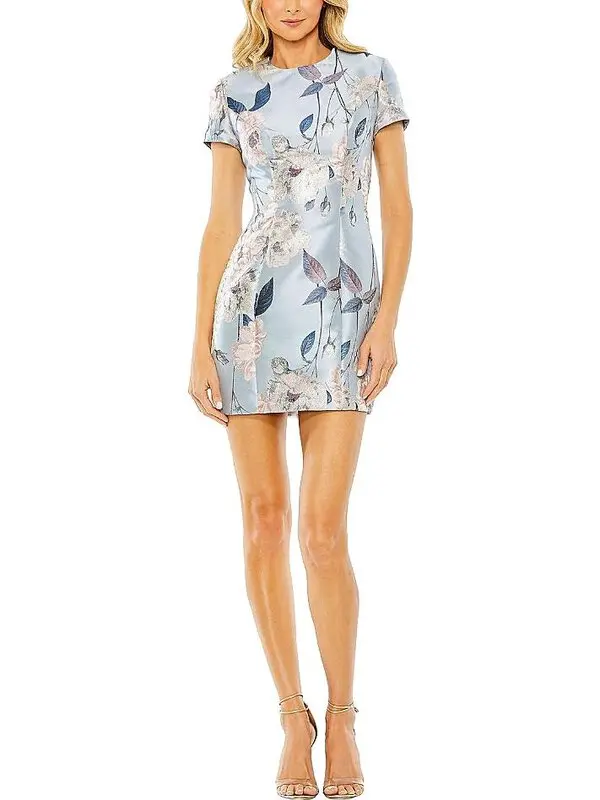Mac Duggal Fitted Floral Mini Dress - Blue Multi