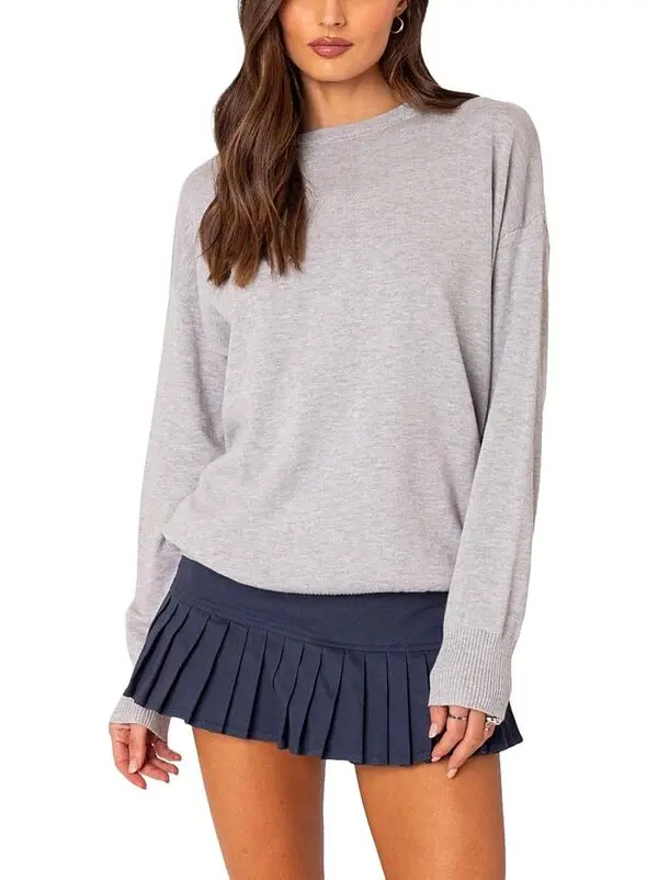 EDIKTED You Time Oversized Sweater - Gray Melange