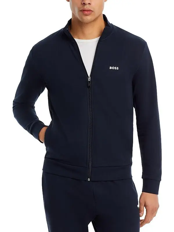 BOSS Skazus Zip Front Sweatshirt With Logo - Dark Blue