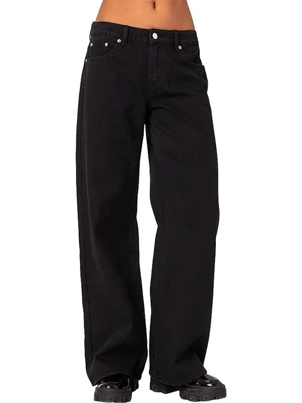 EDIKTED Low Rise Denim Jeans - Black