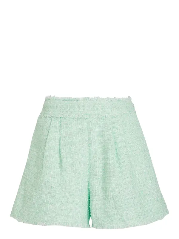 Aje Emmeline Pleated Bouclé-tweed Shorts - Mint