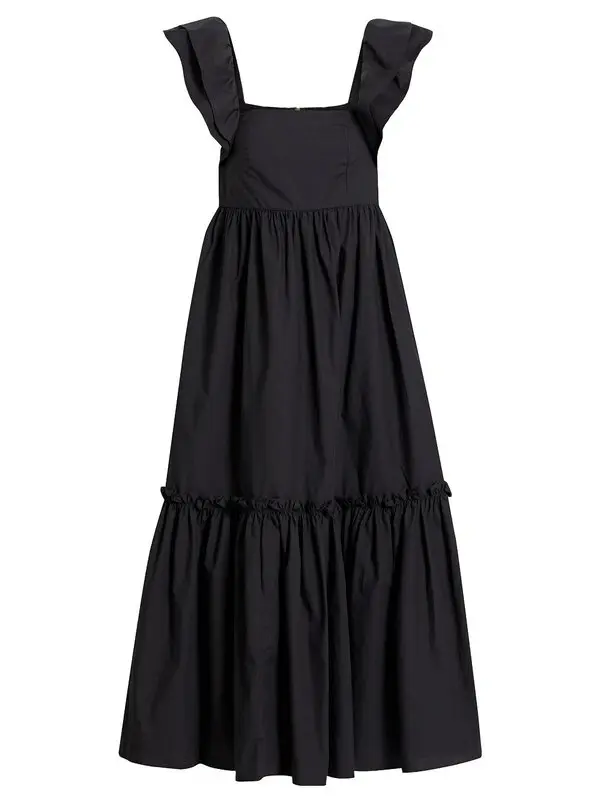 Cara Cara Darby Ruffled Cotton-poplin Midi Dress - Black