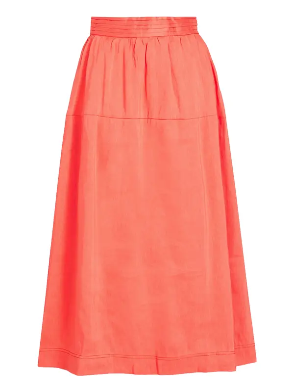 Aje Shelley Linen-blend Midi Skirt - Coral