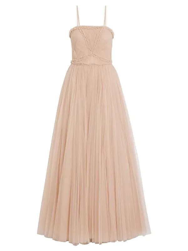 Zac Posen Pleated Tulle Gown - Blush