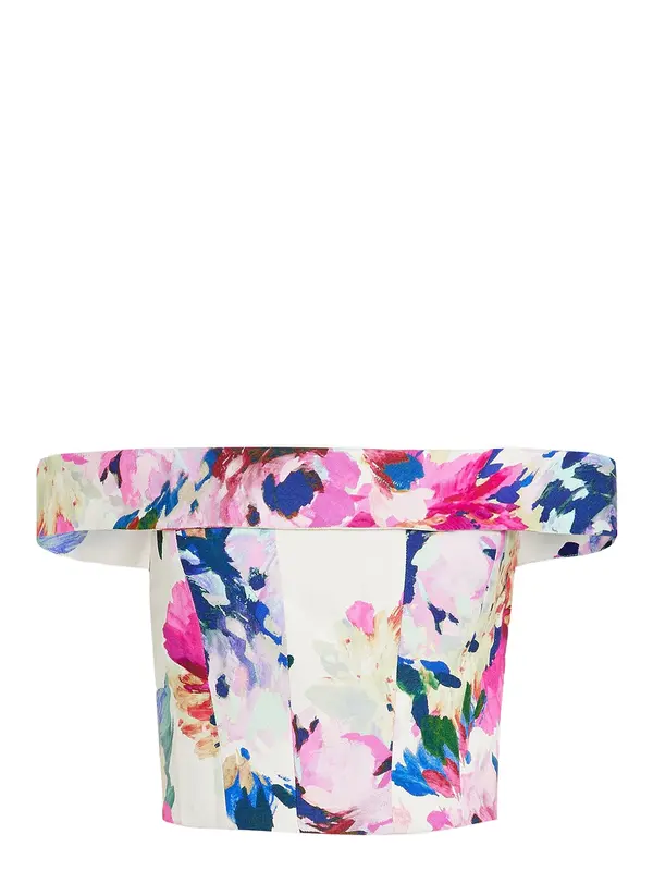 NICHOLAS Floral-print Linen-blend Top - Pink