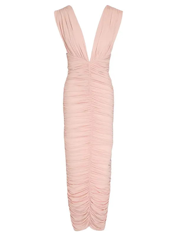 Alex Perry Ruched Stretch-jersey Midi Dress - Blush
