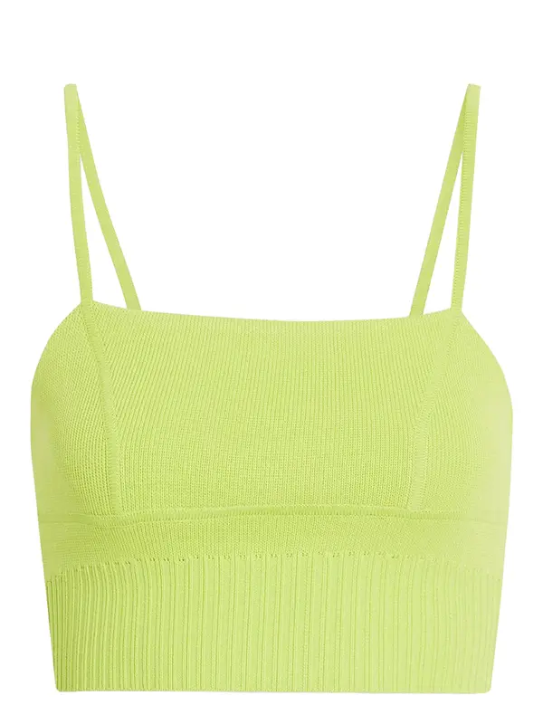 Aje Coronil Cropped Knitted Top - Chartreuse